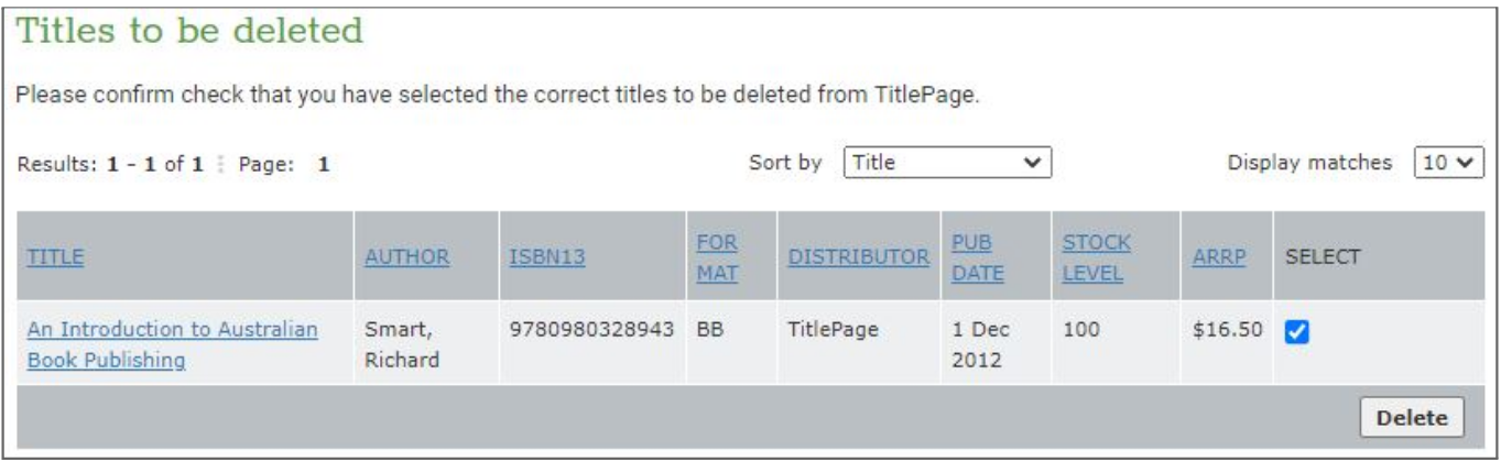 Deleting Titles from TitlePage – TitlePage